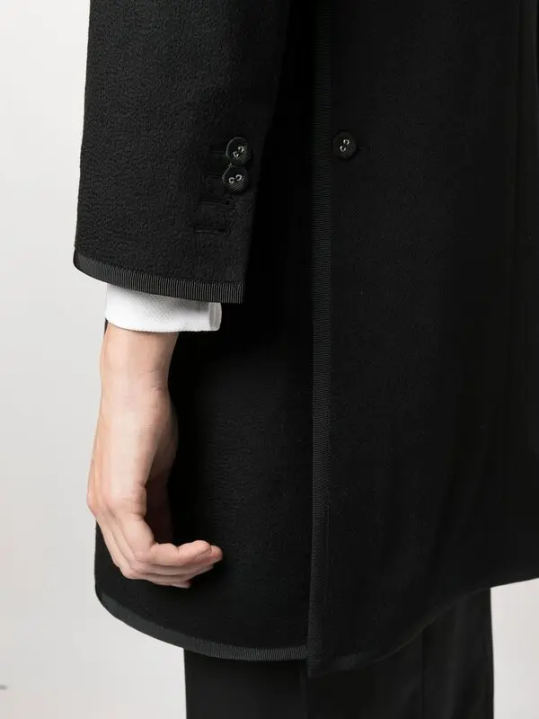 Thom Browne Long Grosgrain Ribbon-trim Coat