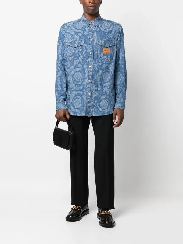 Versace Barocco Silhouette Denim Shirt