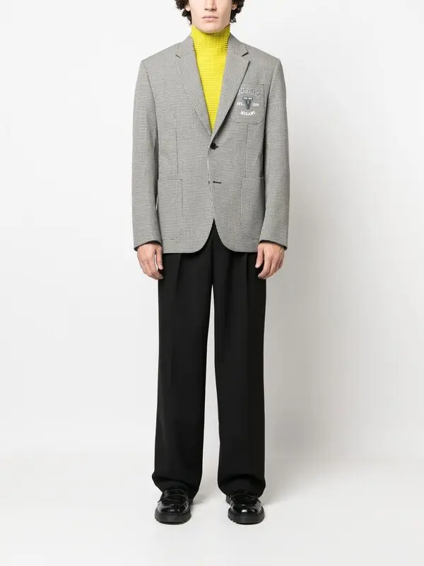 Versace Logo Embroidered Houndstooth Blazer