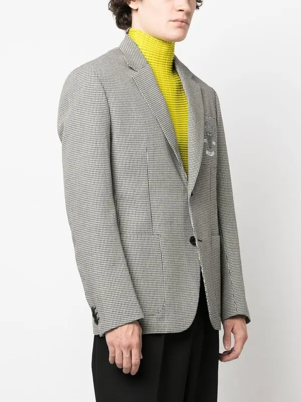 Versace Logo Embroidered Houndstooth Blazer
