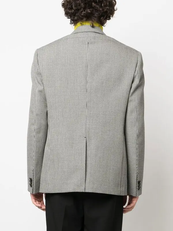 Versace Logo Embroidered Houndstooth Blazer