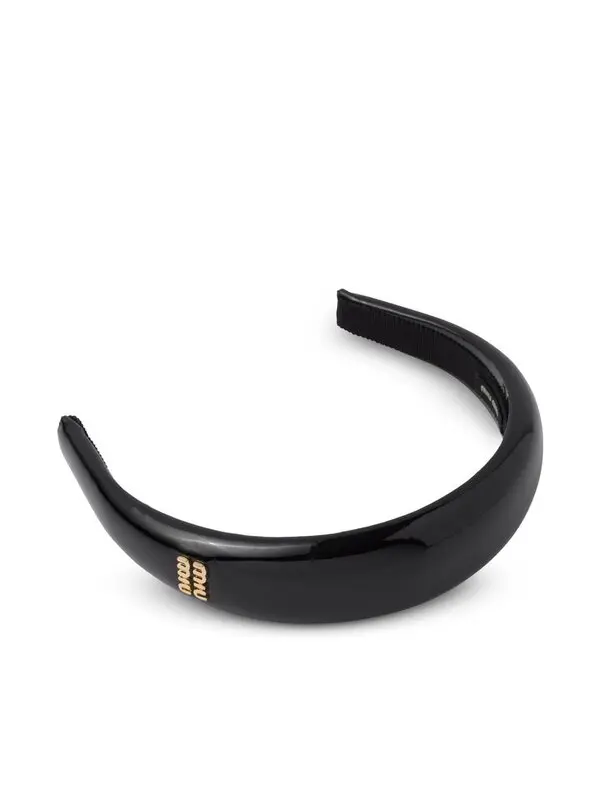 Miu Miu Logo-plaque Leather Headband - Black