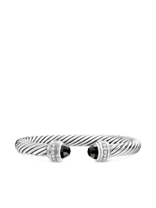 David Yurman Sterling Cable Classics Onyx And Diamond Bracelet - Silver
