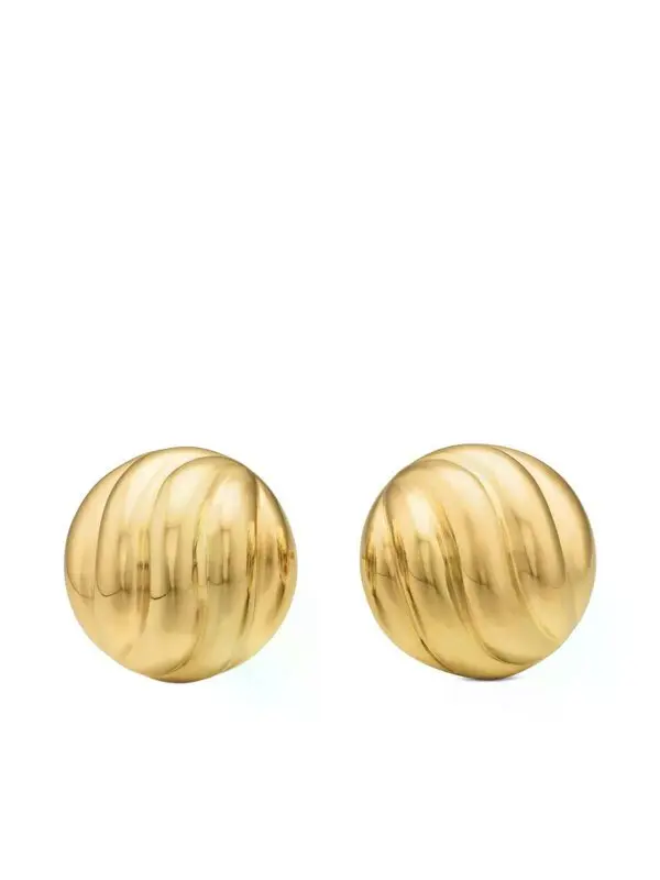 David Yurman 18k Yellow Sculpted Cable Stud Earrings - Gold