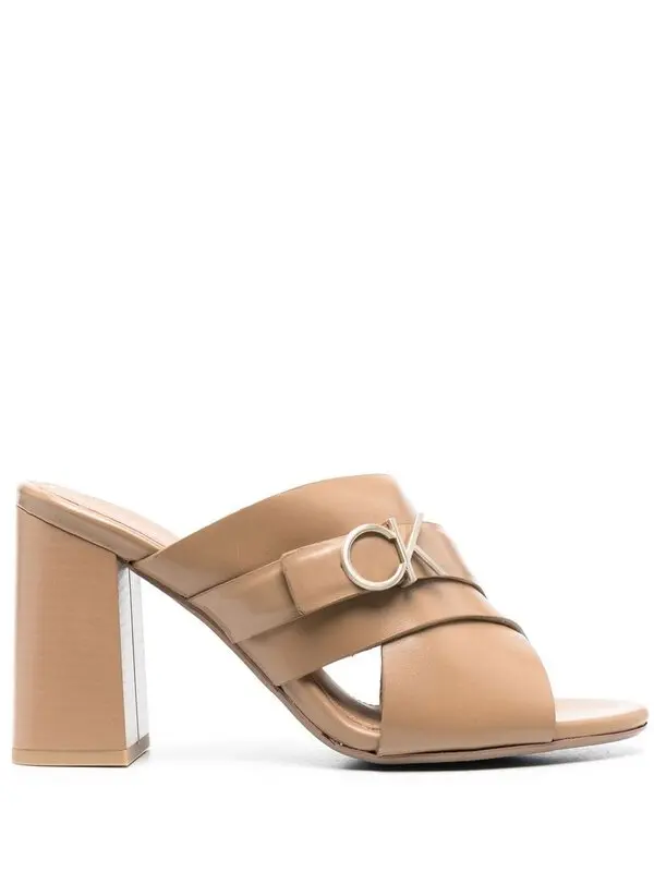Calvin Klein 95mm Logo-plaque Sandals - Neutrals