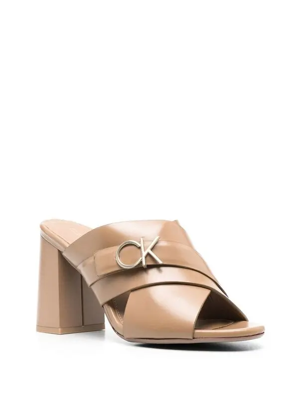 Calvin Klein 95mm Logo-plaque Sandals - Neutrals