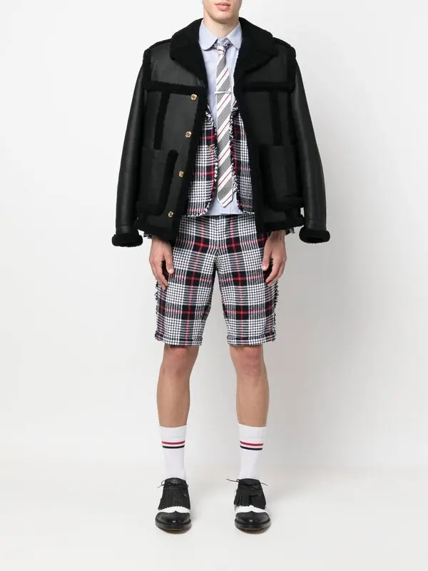 Thom Browne Shearling-trim Flight Jacket - Blue