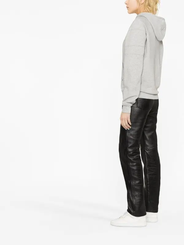 Saint Laurent Embroidered Logo Hoodie - Grey