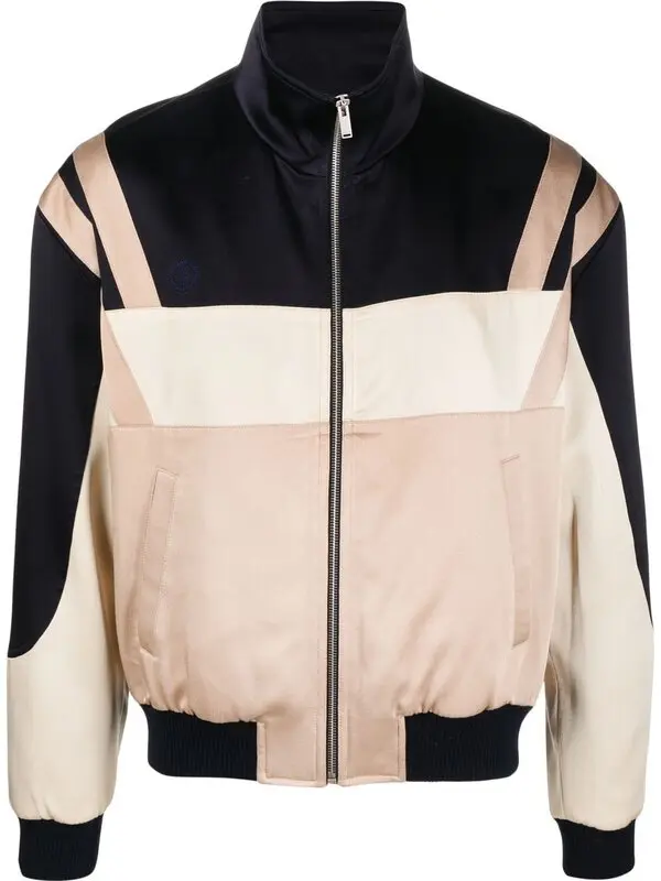 Saint Laurent Panelled Zip-up Bomber Jacket - Neutrals