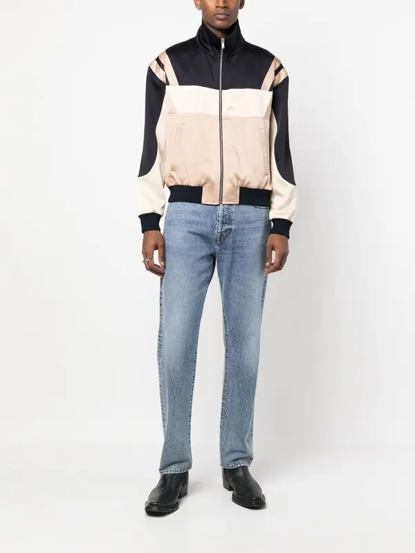 Saint Laurent Panelled Zip-up Bomber Jacket - Neutrals