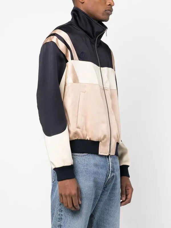 Saint Laurent Panelled Zip-up Bomber Jacket - Neutrals