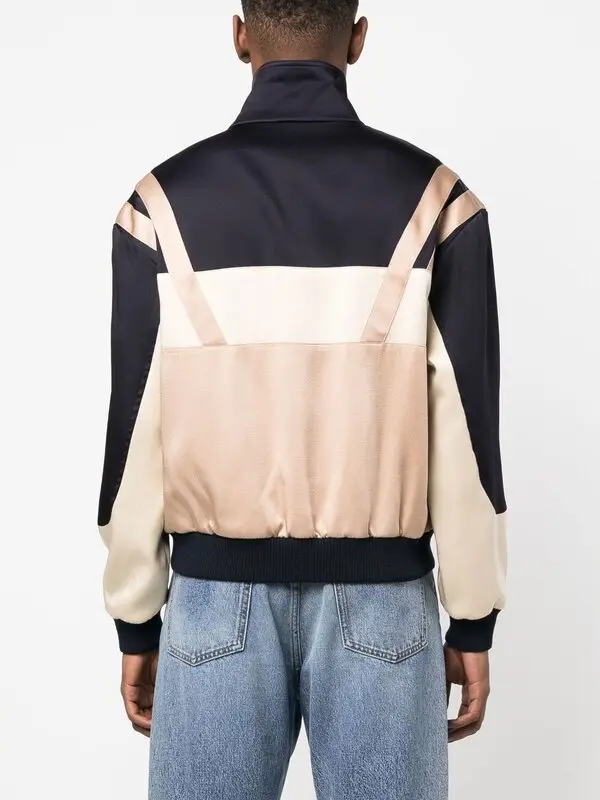 Saint Laurent Panelled Zip-up Bomber Jacket - Neutrals