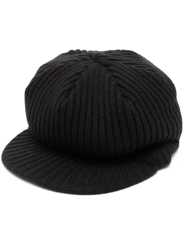 Undercover Ribbed-knit Bakerboy Cap - Black