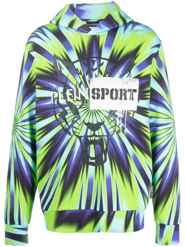 PLEIN SPORT Tie-dye Pullover Hoodie - Green