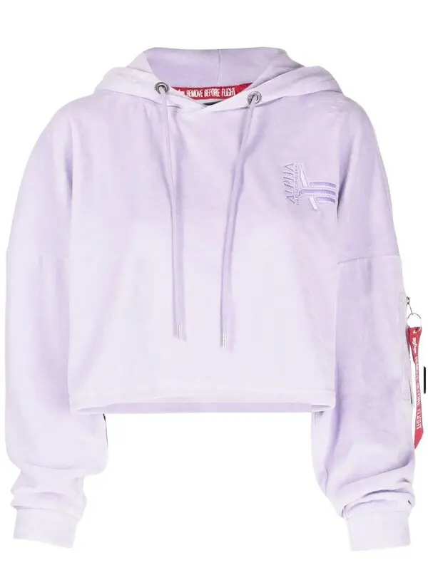 Alpha Industries Cropped Velvet Hoodie