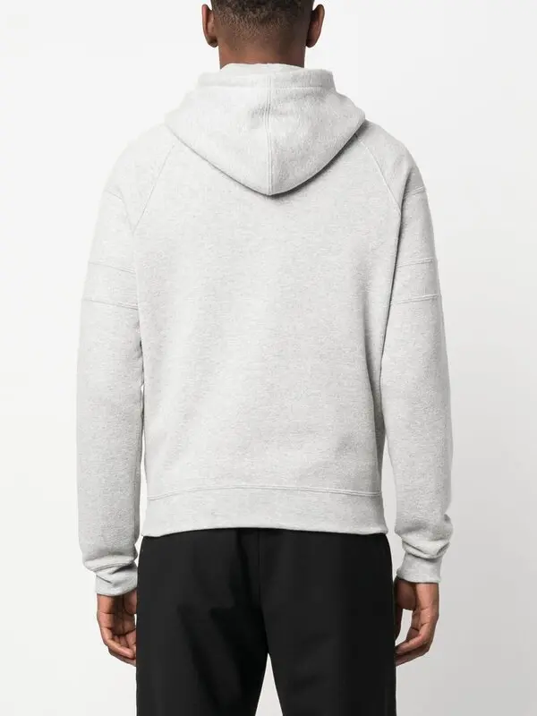 Saint Laurent Embroidered-logo Cotton Hoodie - Grey