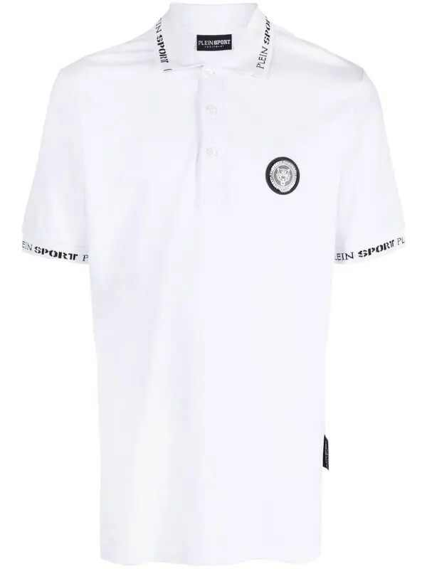 PLEIN SPORT Logo-patch Short-sleeved Polo Shirt - White
