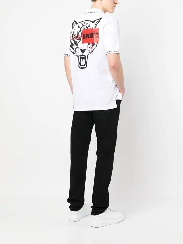 PLEIN SPORT Logo-patch Short-sleeved Polo Shirt - White
