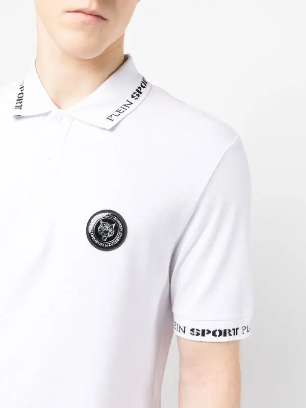 PLEIN SPORT Logo-patch Short-sleeved Polo Shirt - White