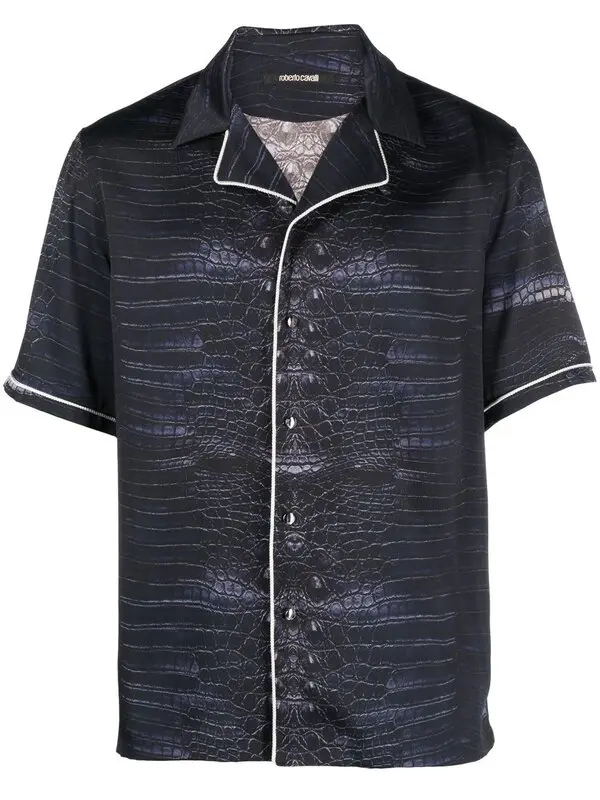 Roberto Cavalli Snakeskin-print Short-sleeve Shirt