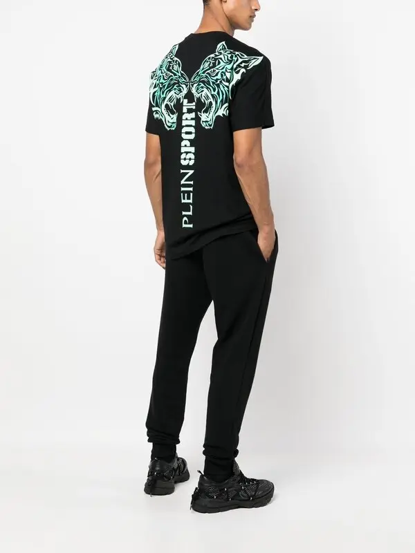 PLEIN SPORT Tiger-print Short-sleeved T-shirt - Black