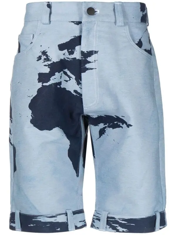 STAIN SHADE Abstract-print Bermuda Shorts - Blue