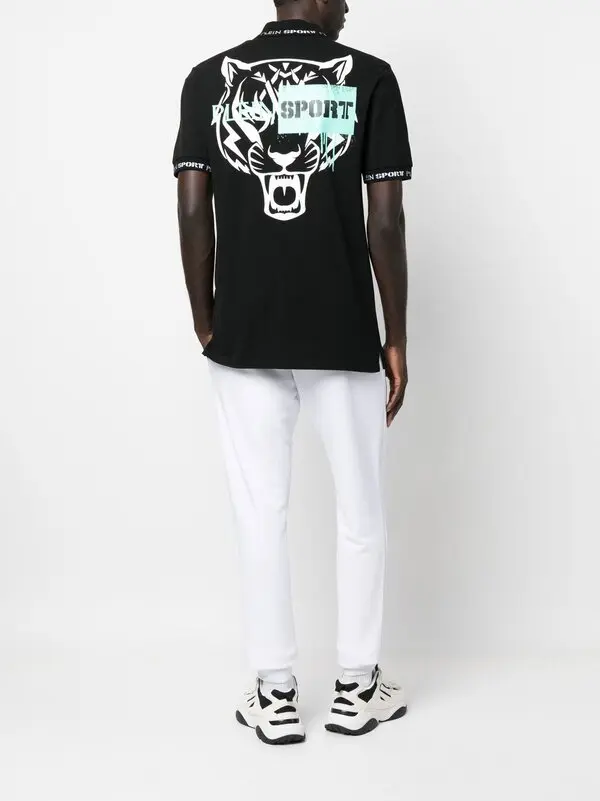PLEIN SPORT Tiger-print Short-sleeved Polo Shirt