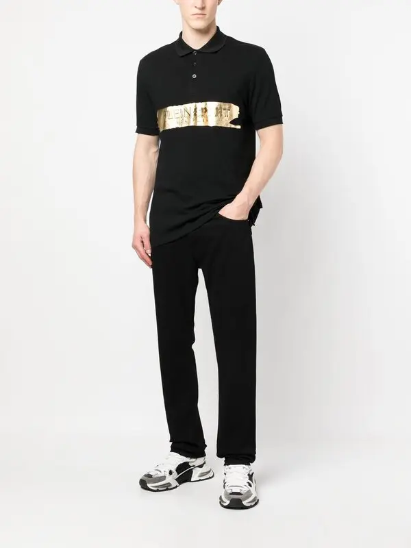 PLEIN SPORT Logo-print Short-sleeved Polo Shirt - Black