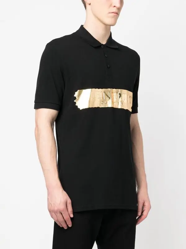 PLEIN SPORT Logo-print Short-sleeved Polo Shirt - Black