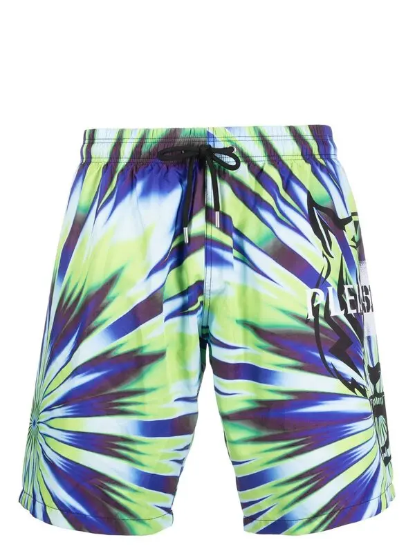 PLEIN SPORT Tiger-print Swim Shorts - Green