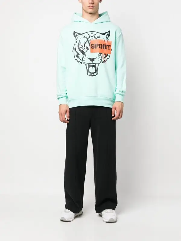 PLEIN SPORT Tiger-motif Long-sleeved Hoodie