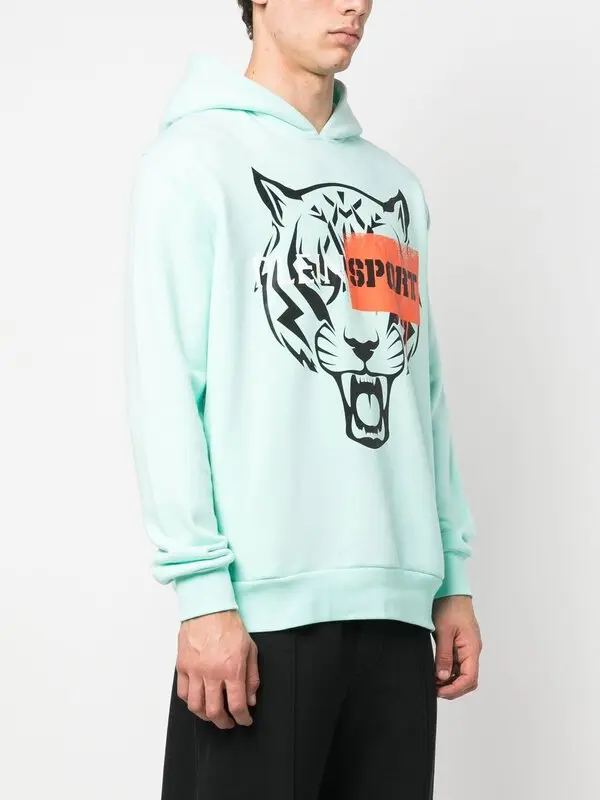 PLEIN SPORT Tiger-motif Long-sleeved Hoodie