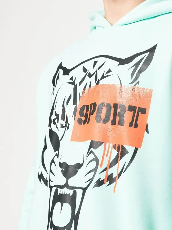 PLEIN SPORT Tiger-motif Long-sleeved Hoodie