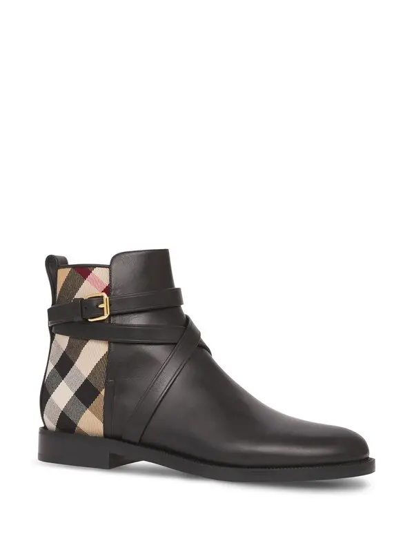 Burberry House Check Leather Ankle Boots