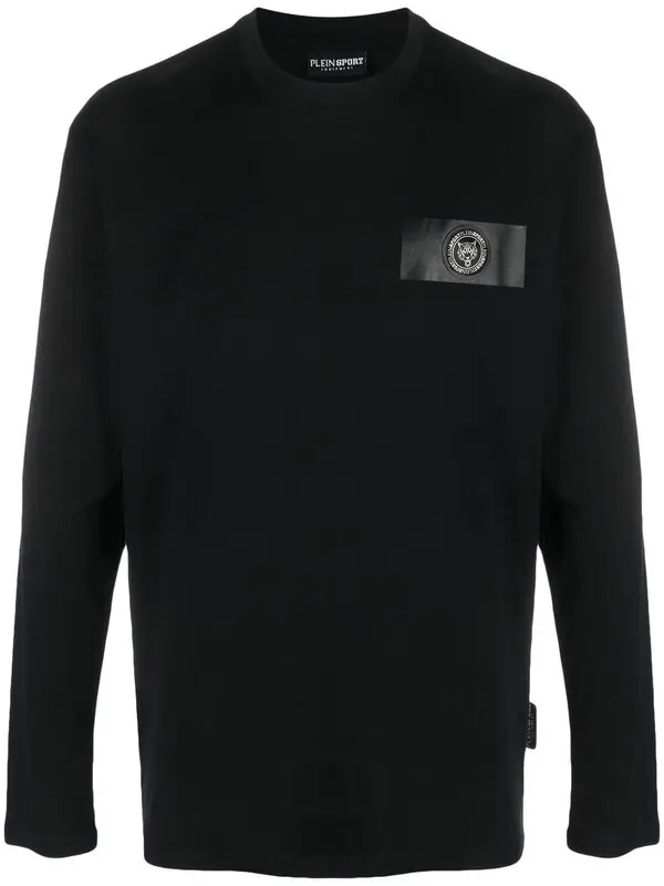 PLEIN SPORT Logo-patch Long-sleeved T-shirt - Black