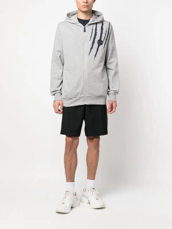PLEIN SPORT Scratch-print Zipped Hoodie - Grey
