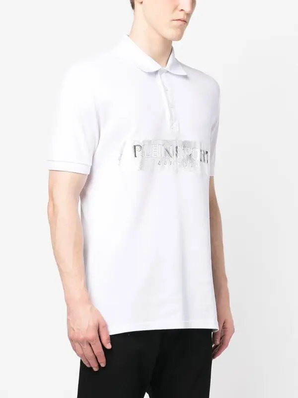 PLEIN SPORT Logo-print Short-sleeved Polo Shirt - White