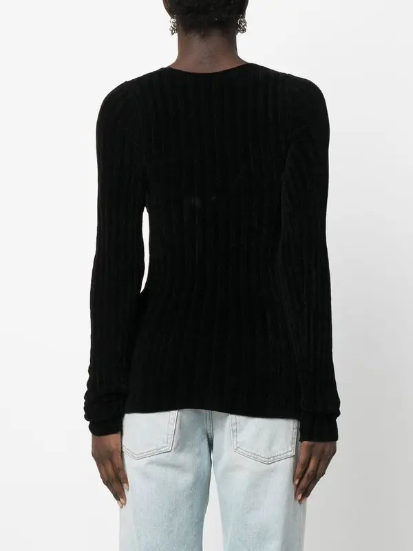 MSGM Twist-front Ribbed Knit Top