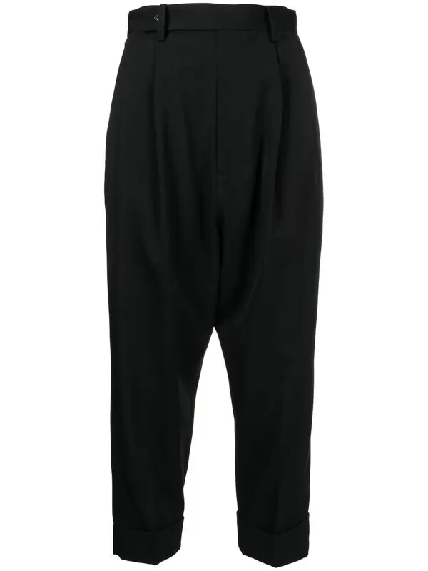 Yohji Yamamoto Wool Cropped Tapered Trousers