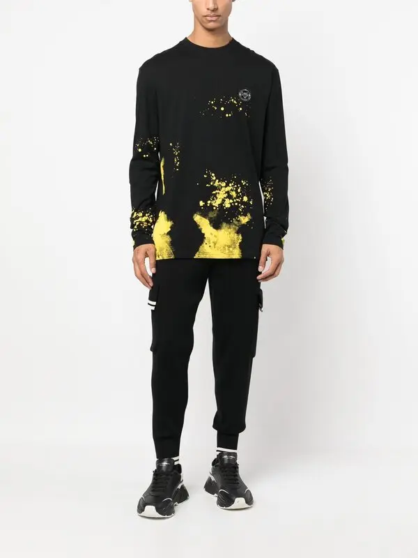 PLEIN SPORT Paint Splatter-print Long-sleeved T-shirt