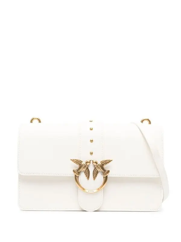 Pinko Love One Classic Leather Crossbody Bag - Neutrals