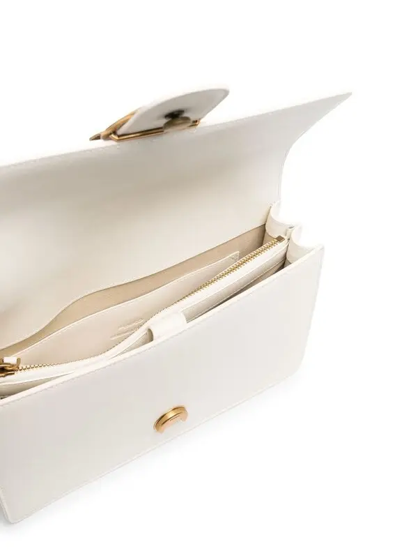Pinko Love One Classic Leather Crossbody Bag - Neutrals