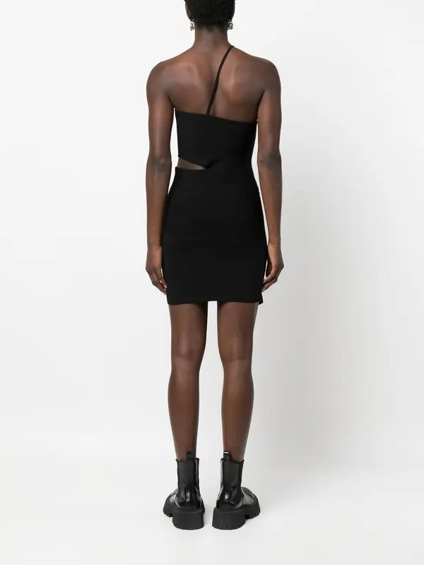asymmetric bodycon dress black Manon Asymmetric-Neck Ruched Dress main image 1