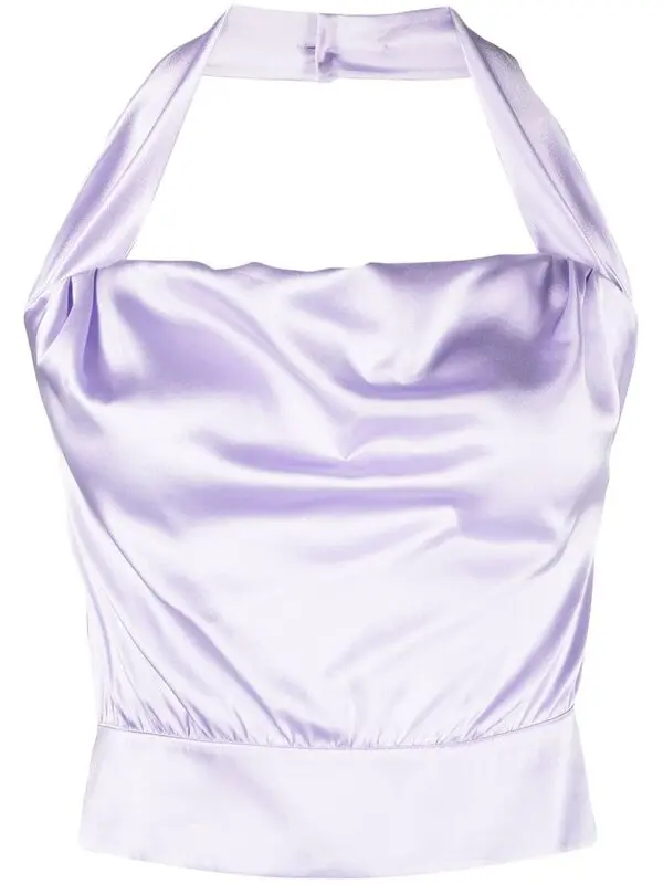 Pinko Silk Halterneck Top - Purple