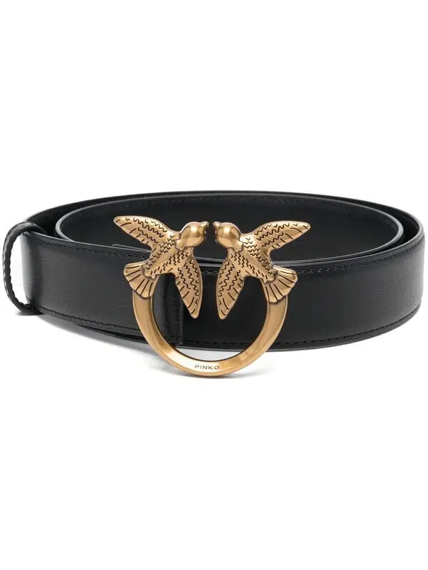 Pinko Love Berry Leather Belt - Black