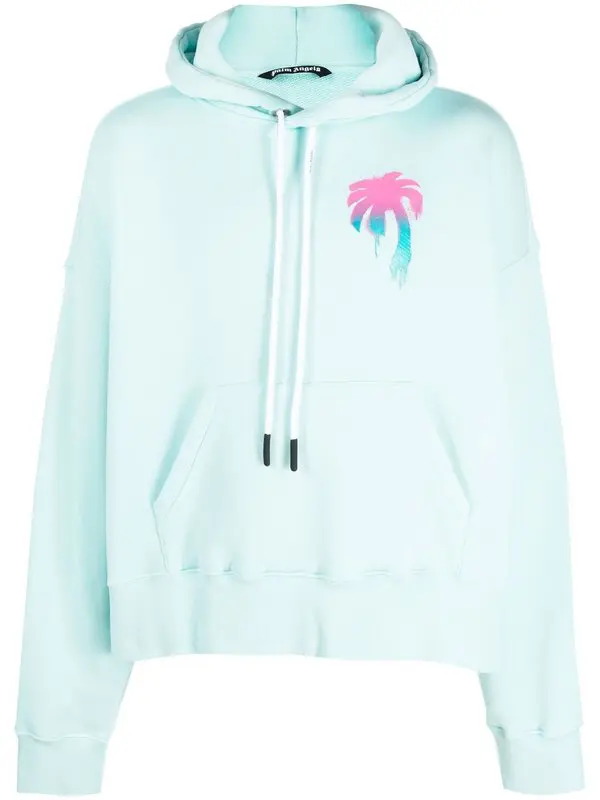 Palm Angels I Love Pa Printed Hoodie - Blue