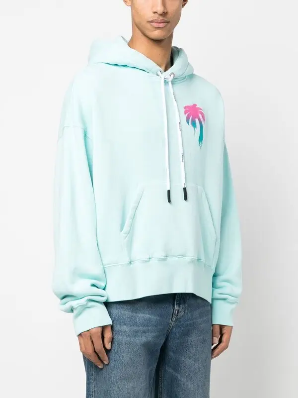 Palm Angels I Love Pa Printed Hoodie - Blue