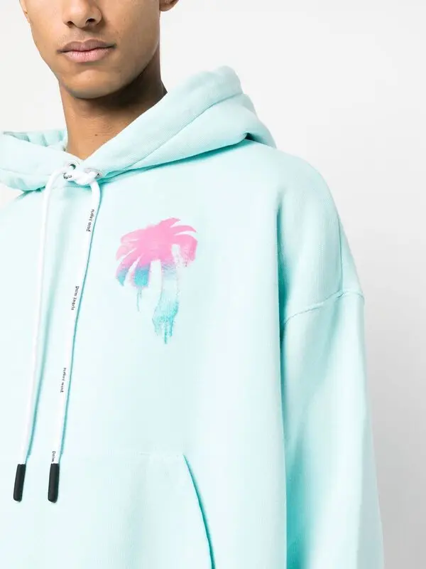 Palm Angels I Love Pa Printed Hoodie - Blue