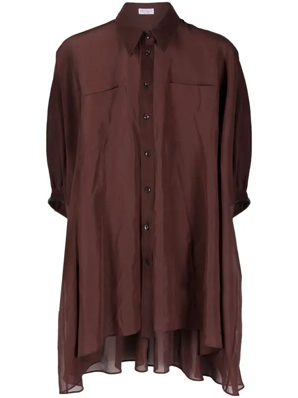 Brunello Cucinelli Semi-sheer Asymmetric Hem Blouse
