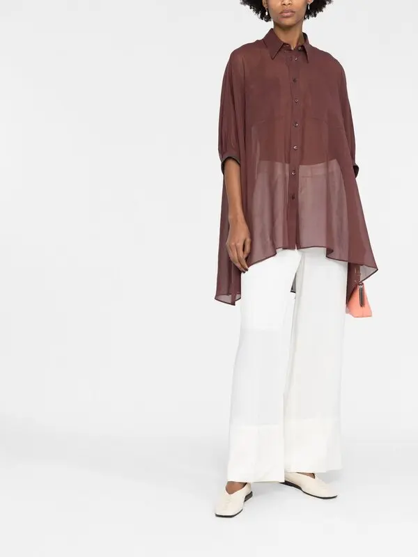 Brunello Cucinelli Semi-sheer Asymmetric Hem Blouse